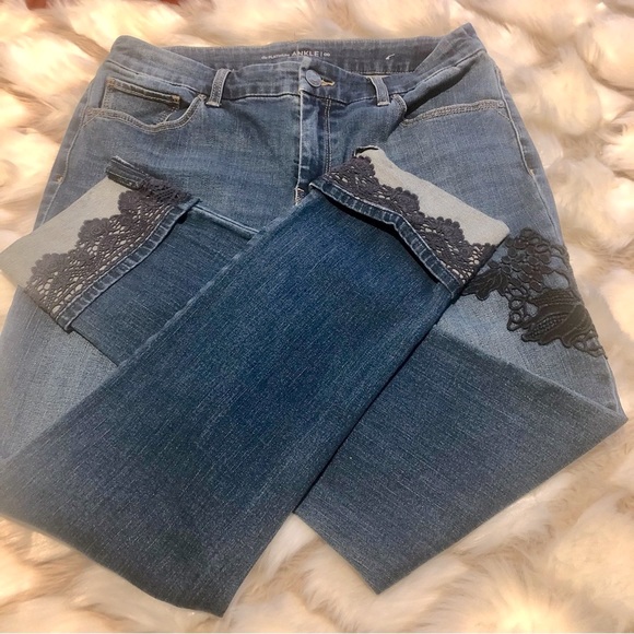 Chico's | Jeans | Chicos Platinum Jeans With Lace Trim | Poshmark